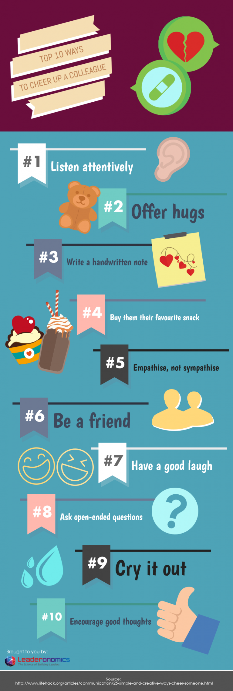 Infographic: Top 10 Ways To Cheer Up A Colleague | Leaderonomics